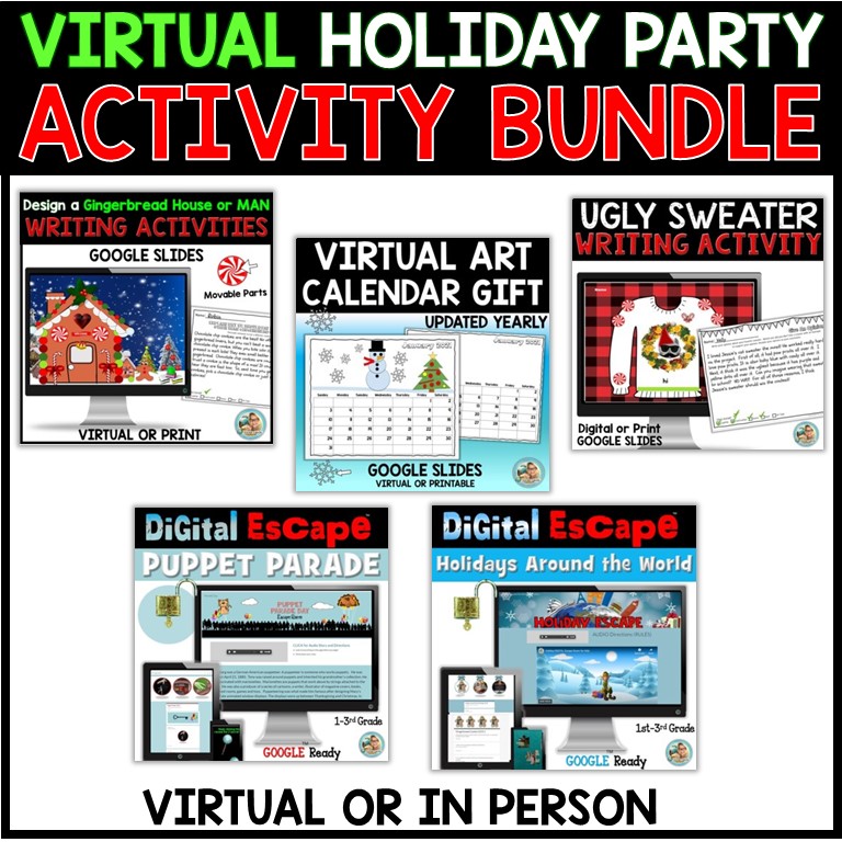 Virtual Christmas Party Centers BUNDLE | Google - Teacher's Brain