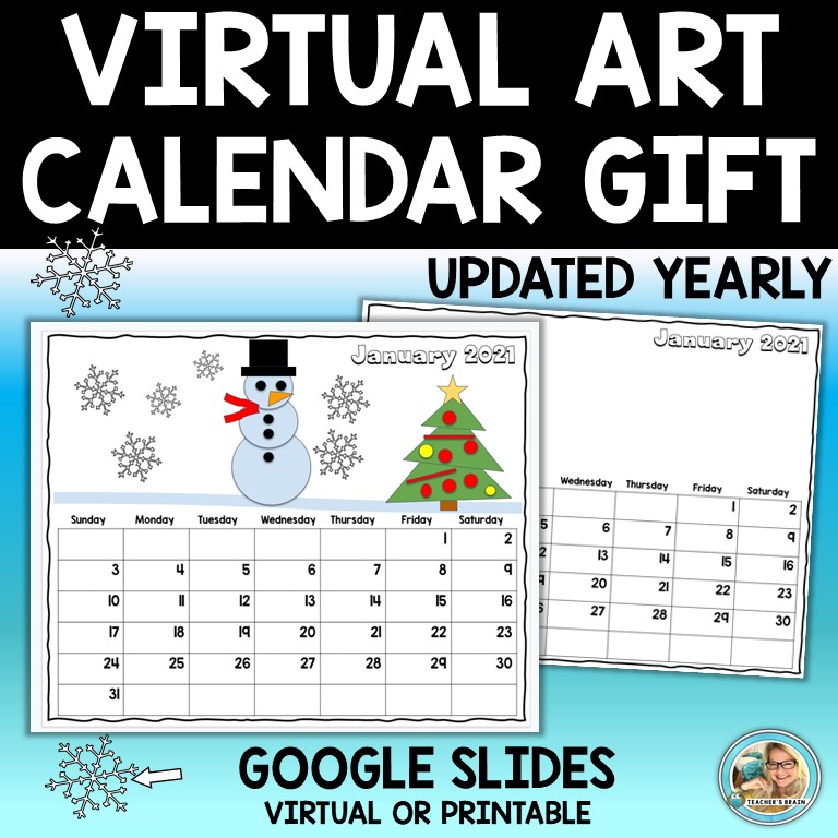 Christmas Gifts for Parents Digital ART Calendar - Teacher's Brain