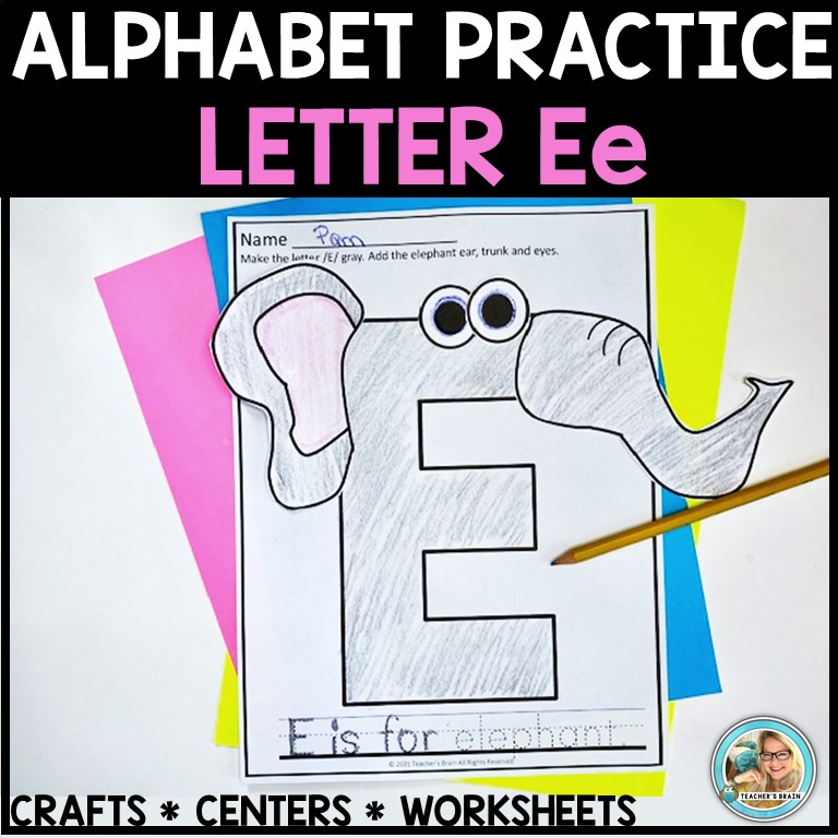 Letter E Elephant Craft Template LETTER E Activities Teacher's Brain