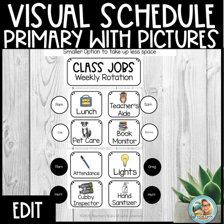 Classroom Jobs EDITABLE Chart Cards - Teacher's Brain