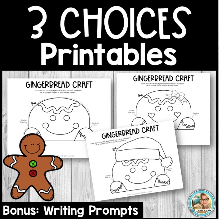 Gingerbread Man Hat | Girl | Headband Craft with Writing - Teacher's Brain