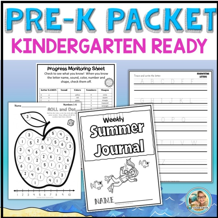 Pre-K Summer Packet Pre-K to Kindergarten - Teacher's Brain