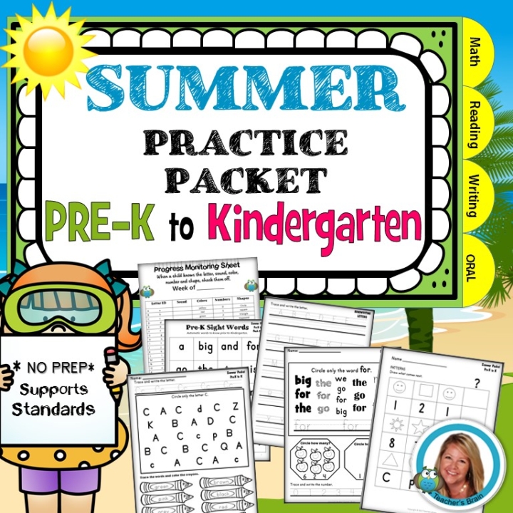 Pre-K Summer Packet Pre-K to Kindergarten - Teacher's Brain