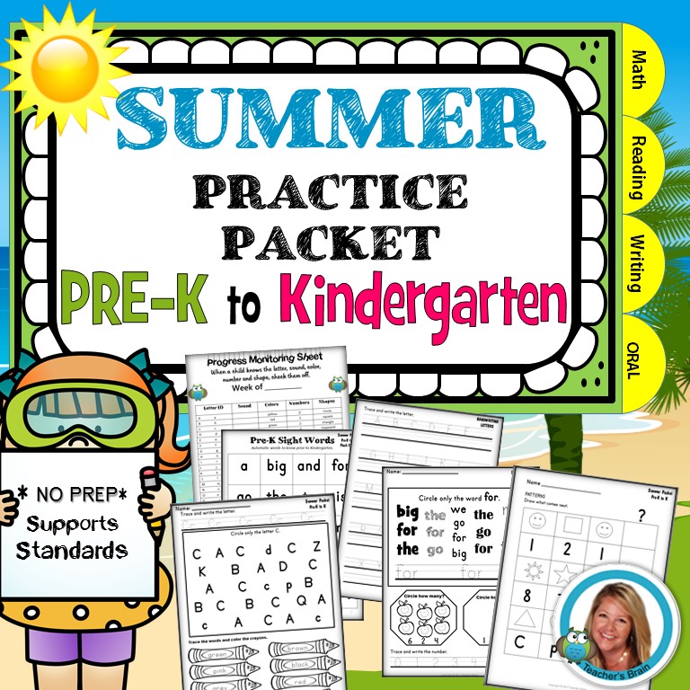 Pre-K Summer Packet Pre-K to Kindergarten - Teacher's Brain