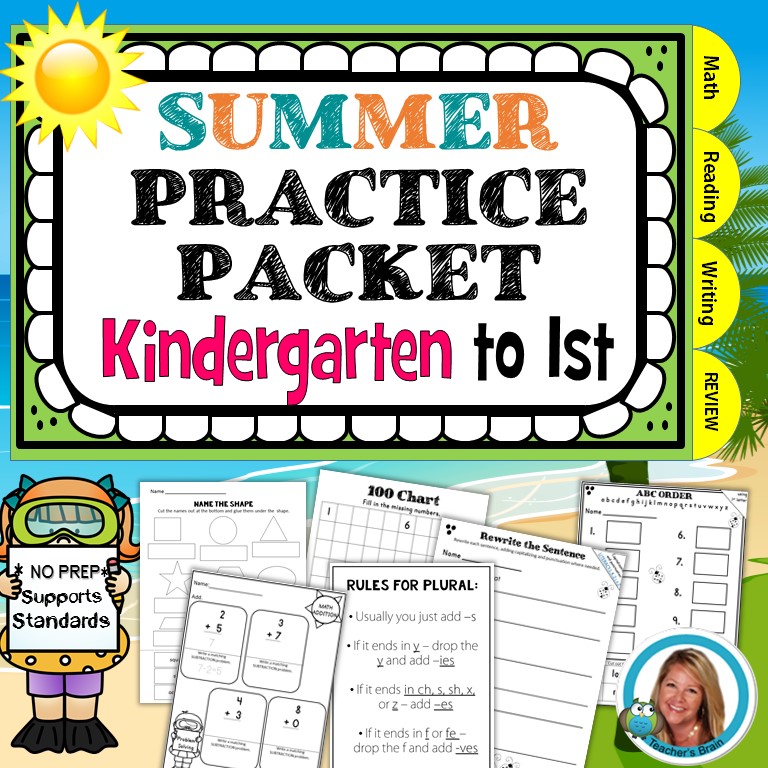 Kindergarten Summer Packet | KINDERGARTEN to 1st Grade REVIEW - Teacher ...