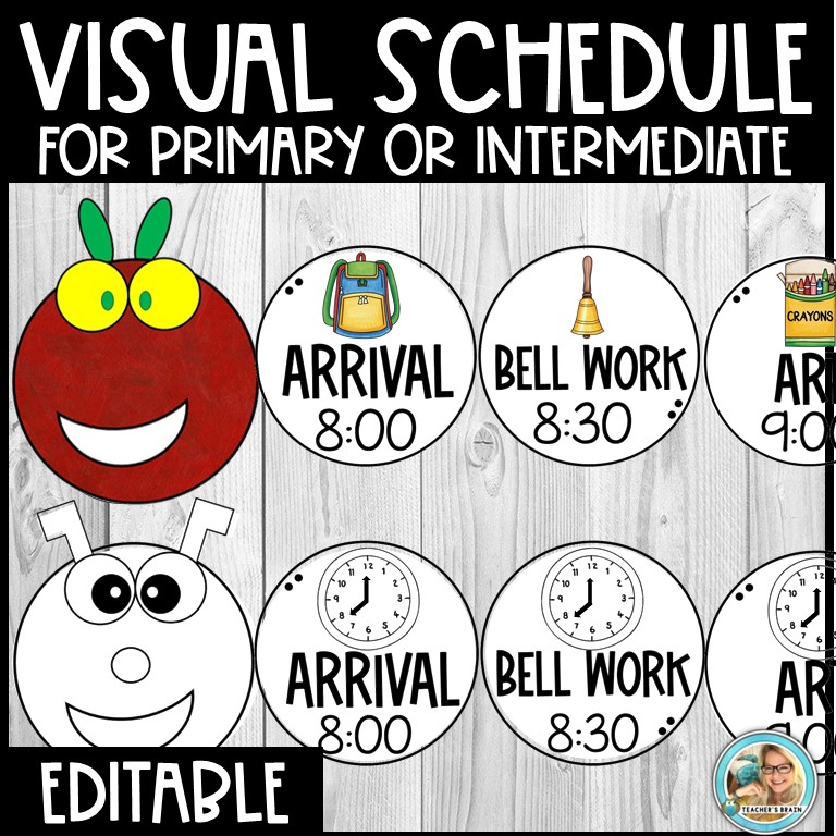 Classroom Daily Visual Schedule EDITABLE Cards | CATERPILLAR - Teacher ...