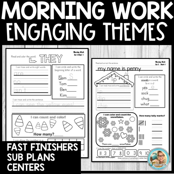 Morning Work First Grade | 1st Grade Math and Literacy Journals for the ...