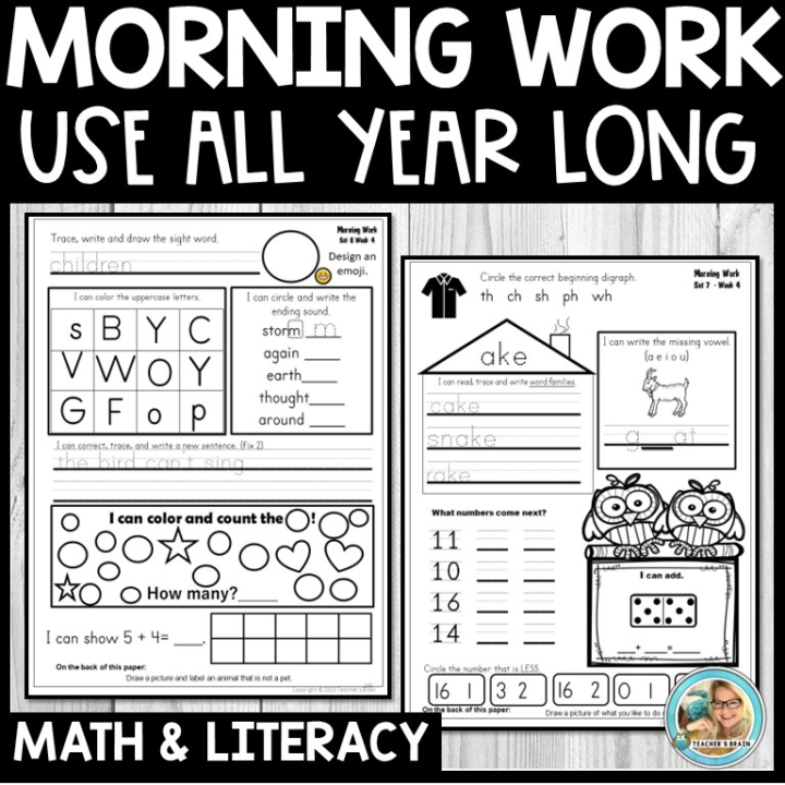 Morning Work First Grade | 1st Grade Math and Literacy Journals for the ...