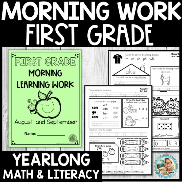 Morning Work First Grade | 1st Grade Math and Literacy Journals for the ...