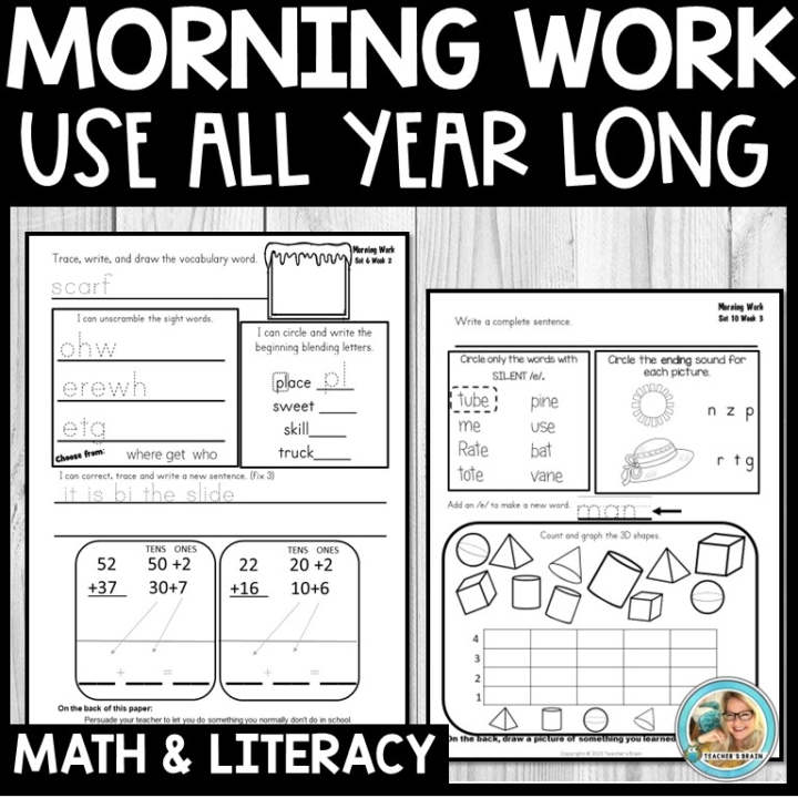 Morning Work Second Grade | 2nd Grade Math and Literacy Journals for ...