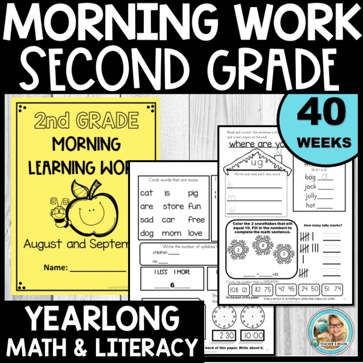 Morning Work Second Grade | 2nd Grade Math and Literacy Journals for ...