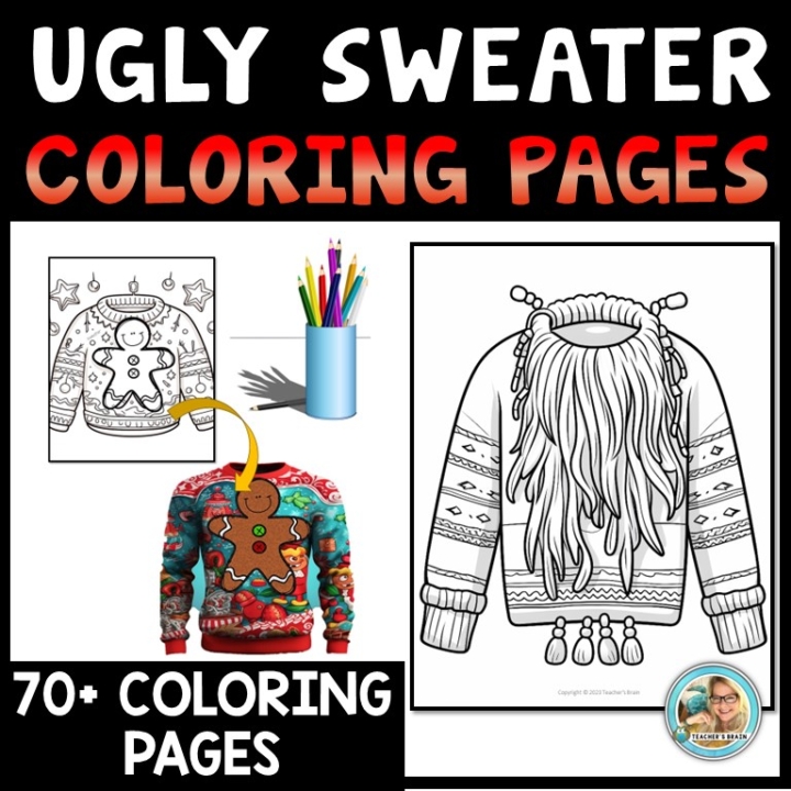 Ugly Christmas Sweater Templates & Coloring Pages | Sheets | Activities ...