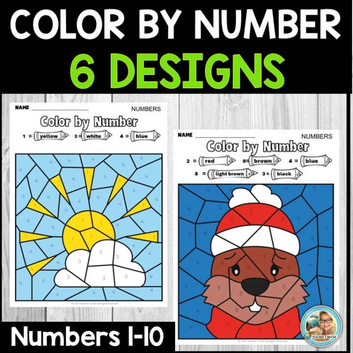 Groundhog Color by Number | Numbers to 10 | Kindergarten | First Grade ...