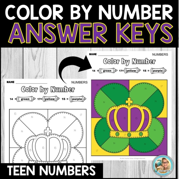 Mardi Gras Math Color by Teen Number | Kindergarten | First Grade ...