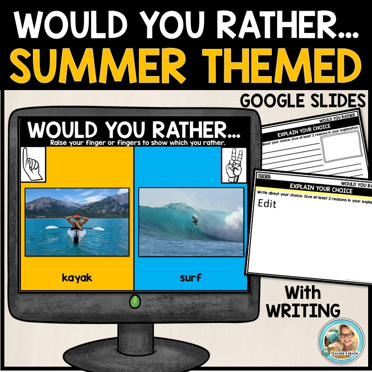 Would You Rather SUMMER THEMED | Google Slides | Writing - Teacher's Brain