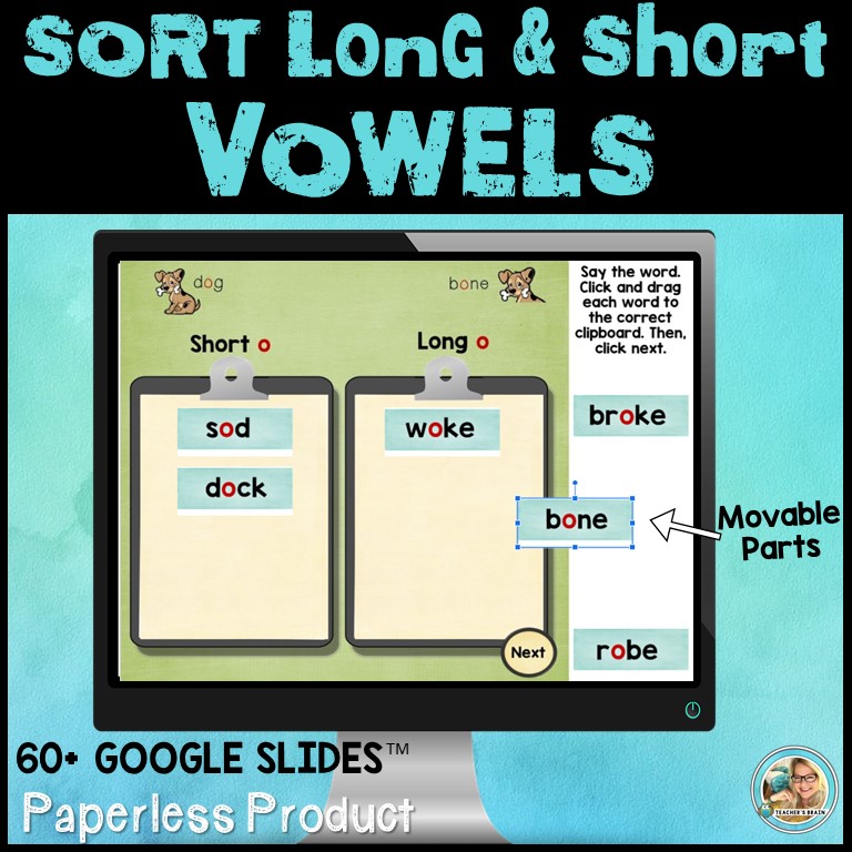 Sorting Long and Short Vowels | Google Slides - Teacher's Brain